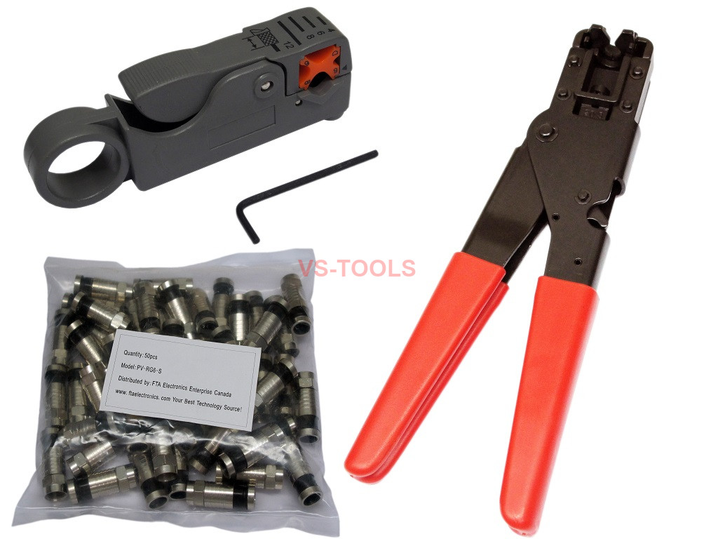 50pcs Rg6 Compression Connectors Compression Tool W Cable